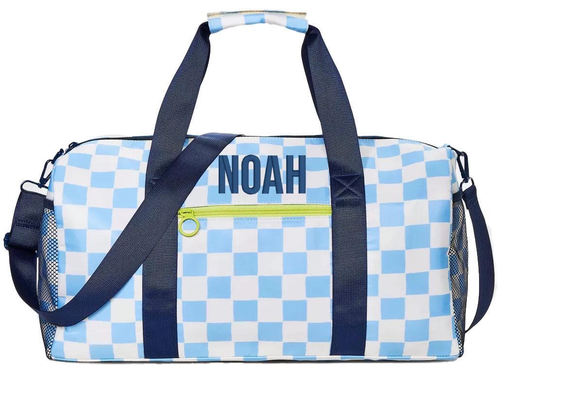 Blue & White Checkered Duffel Bag – Made By Mae